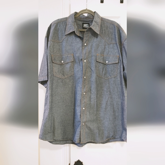 Key | Shirts | Key Blue Chambray Work Shirt Short Sleeve | Poshmark